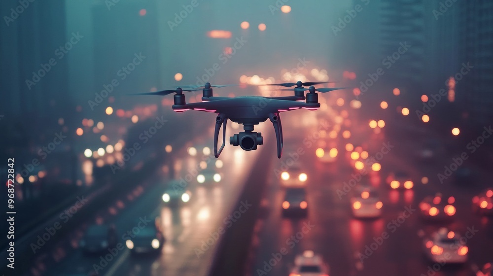AI-controlled traffic drones monitoring air quality and pollution ...