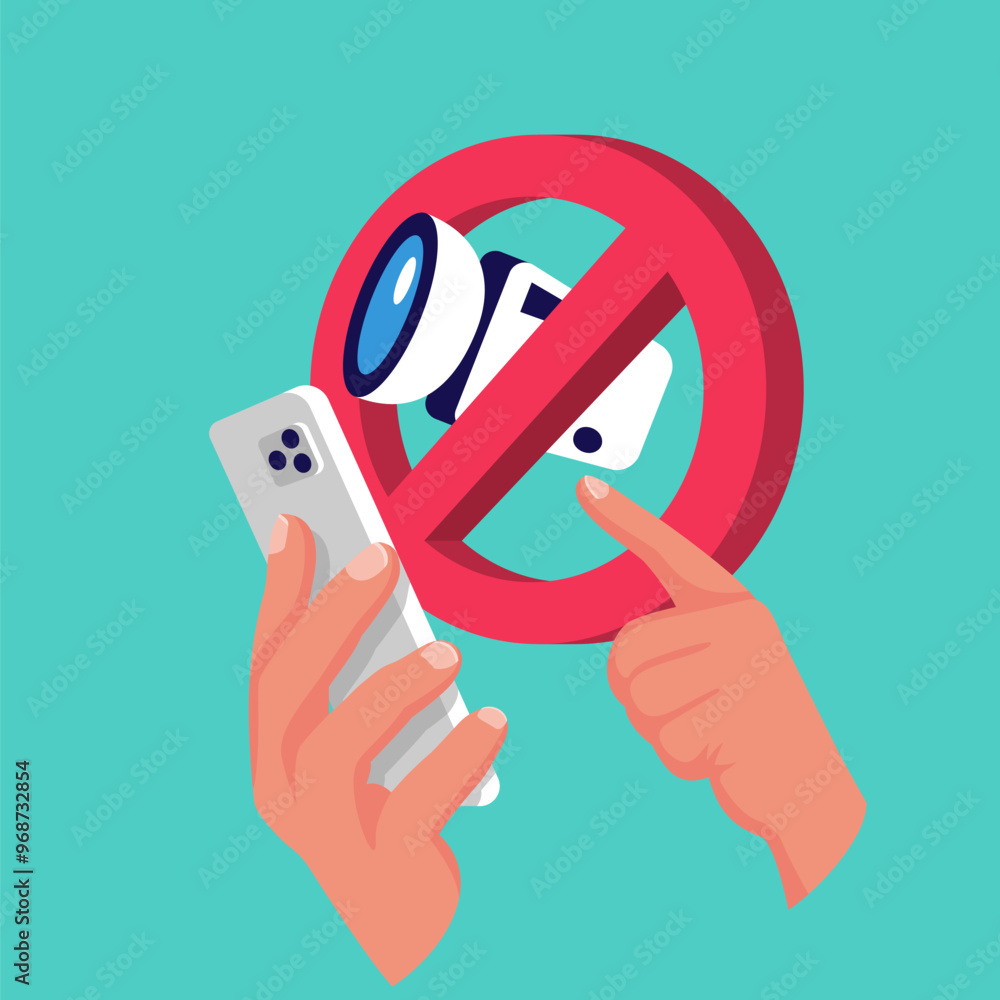 No camera. Sign prohibiting the use of video and photos. Don't photo ...