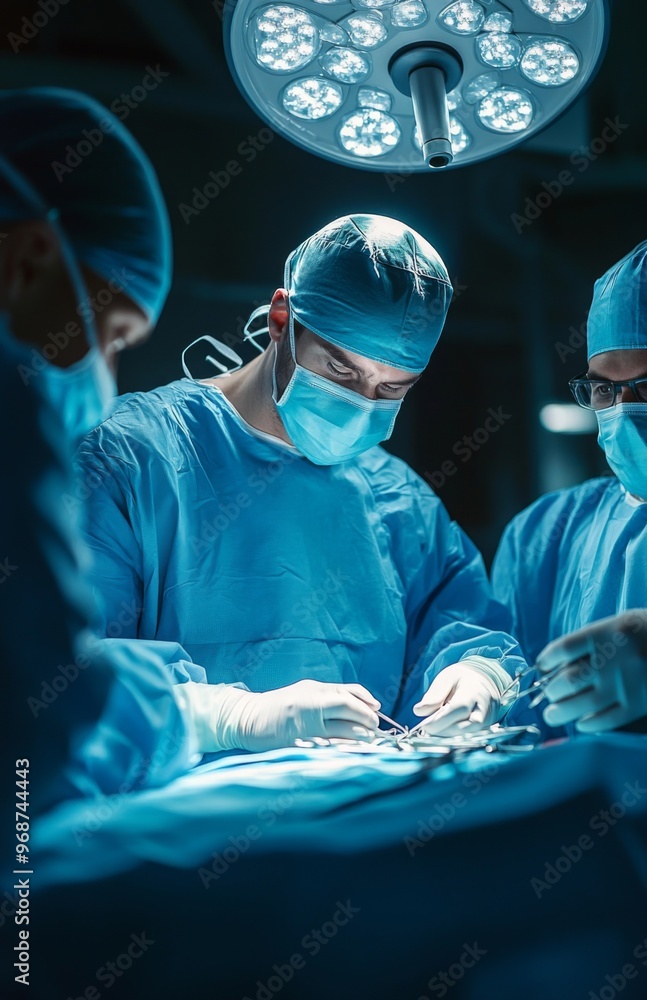 Clean and modern operating room with focused doctor performing heart ...