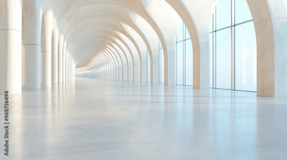 Modern airport terminal hall, abstract design featuring expansive ...