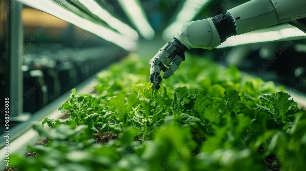 AI-Powered Food Production in Smart Farms: Robotic arms tending to ...