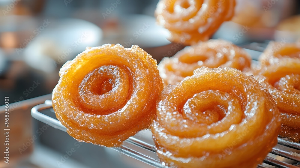 Piping Jalebi Being Fried in Spirals with Golden Sugary Texture for ...