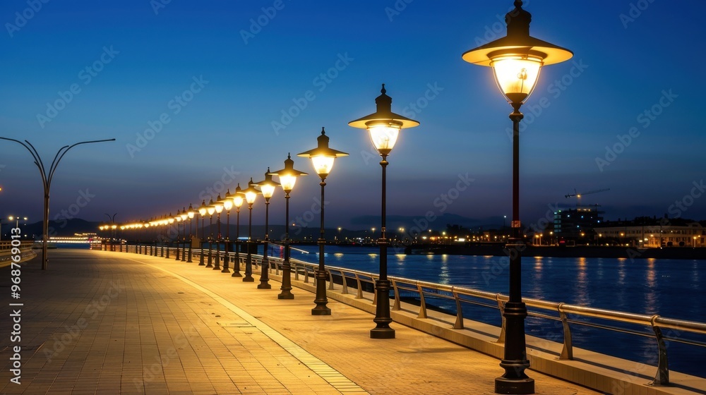 Lighting: Street lamps positioned along walkways and public areas offer ...