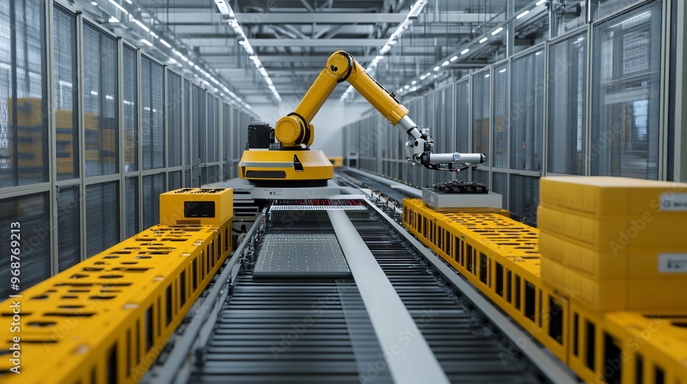 high-tech QC robot in action on a factory floor ensuring product quality at multiple quality ...