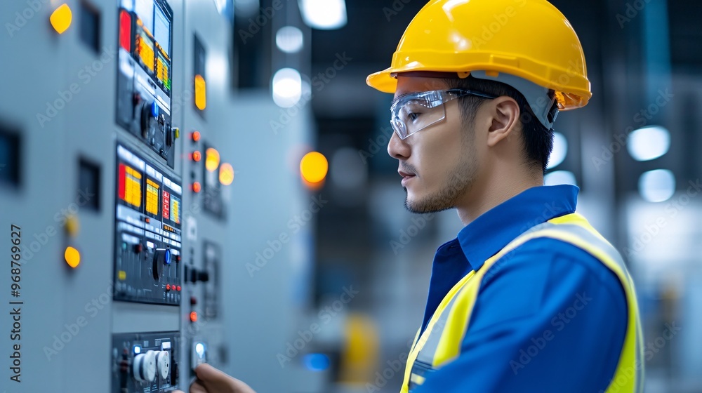 technician conducting process control checks in a high-tech ...