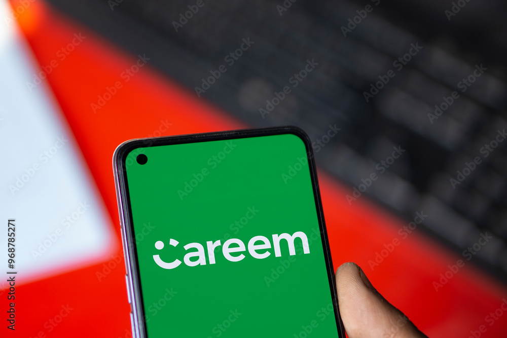 Dhaka, Bangladesh- 11 Sep2024: Careem logo is displayed on smartphone ...