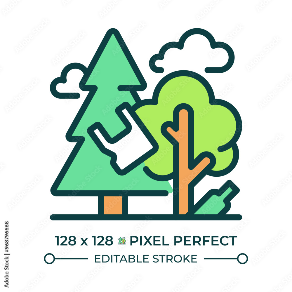 Forest pollution RGB color icon. Plastic waste. Nature contamination ...