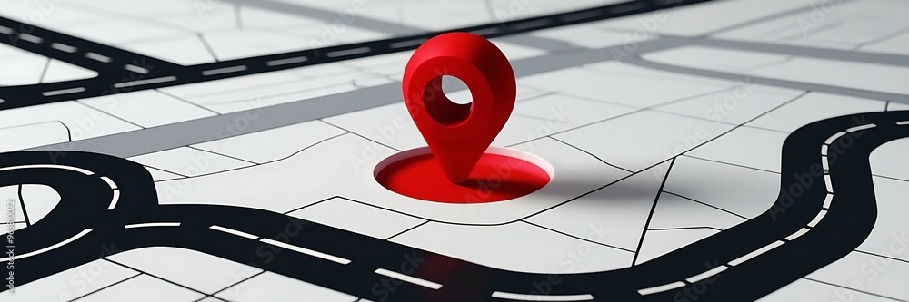 Digital illustration of a minimalist map layout with black and white ...