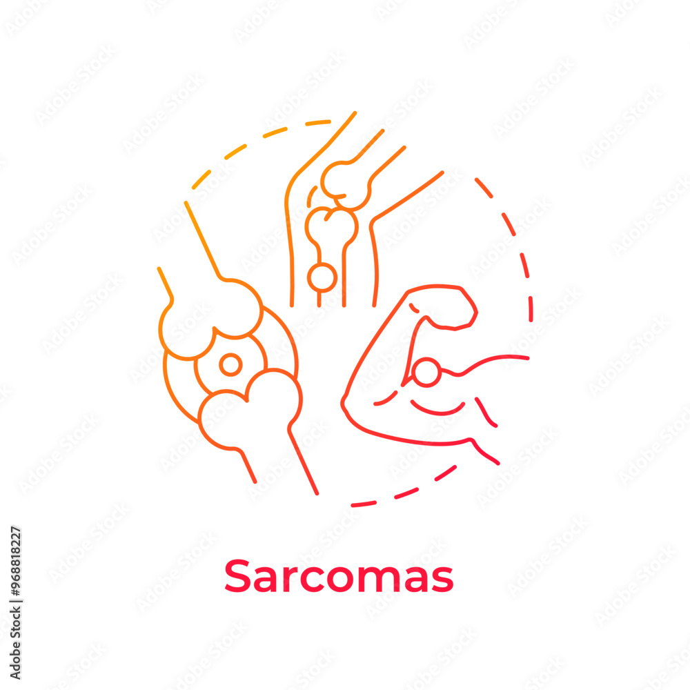 Sarcoma red gradient concept icon. Type of cancer. Bone and muscles ...