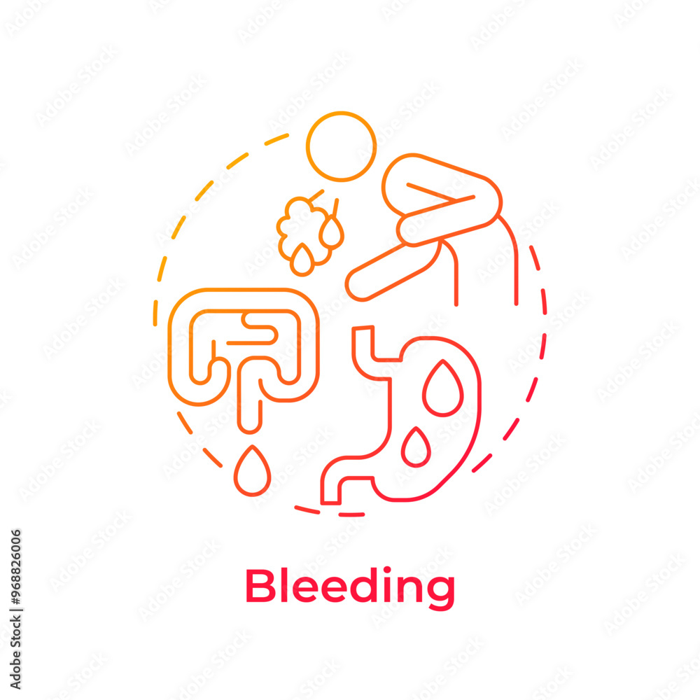 Bleeding red gradient concept icon. Symptom of cancer. Cough blood ...