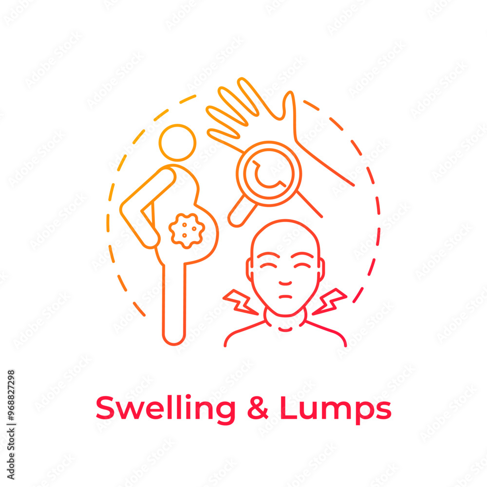 Swelling and lumps red gradient concept icon. Symptom of cancer ...