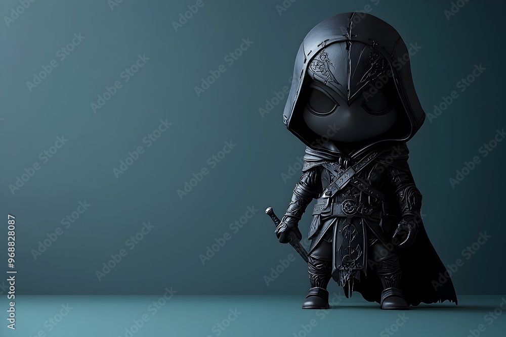Stealthy 3D Chibi Assassin Character Cloaked and Armed with Throwing ...