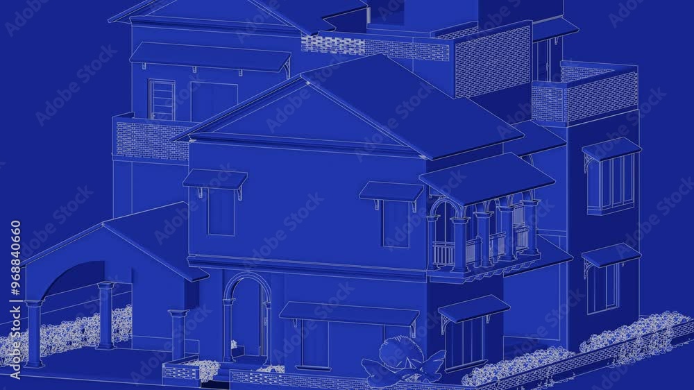 3d Animation of a Generic Classic brick house, Seamless Looped Rotating ...