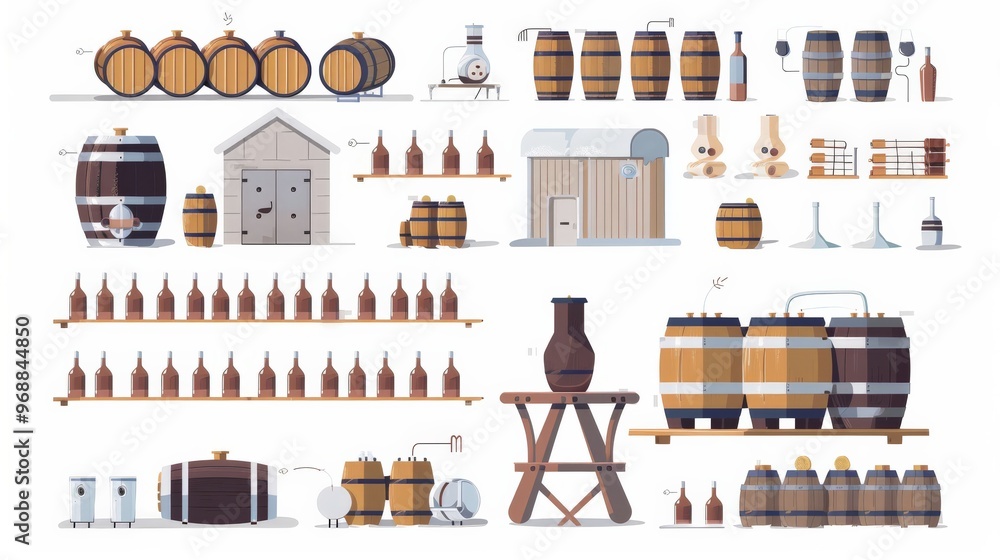 An illustrated diagram showing the stages of wine fermentation and ...
