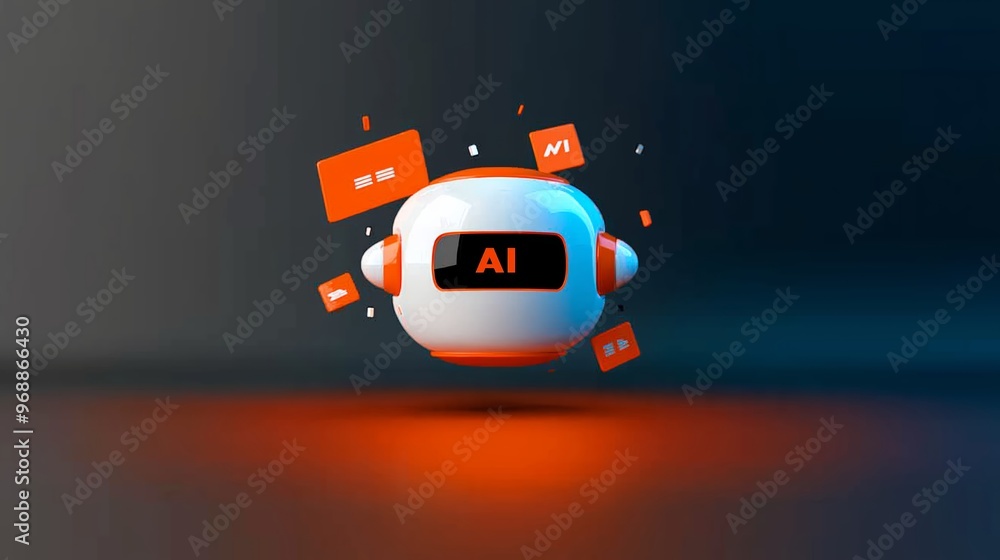 AI robot with antennas and plants in a futuristic, tech-meets-nature ...