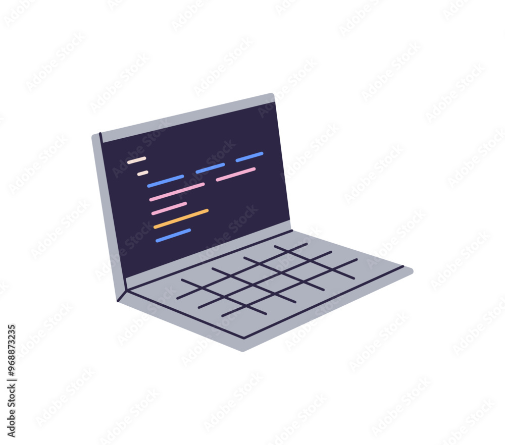 Laptop screen with code, script, software engineering, digital screen ...