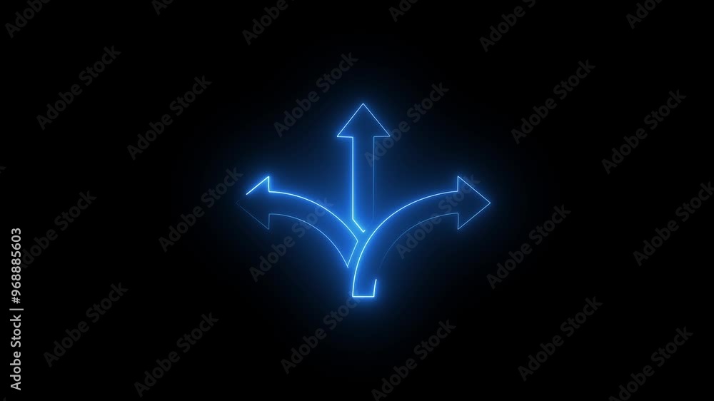 Glowing way direction arrow sign animation ,Road traffic signal turn ...