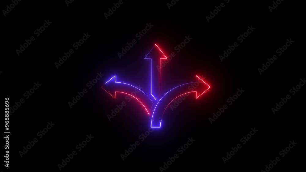 Glowing way direction arrow sign animation ,Road traffic signal turn ...