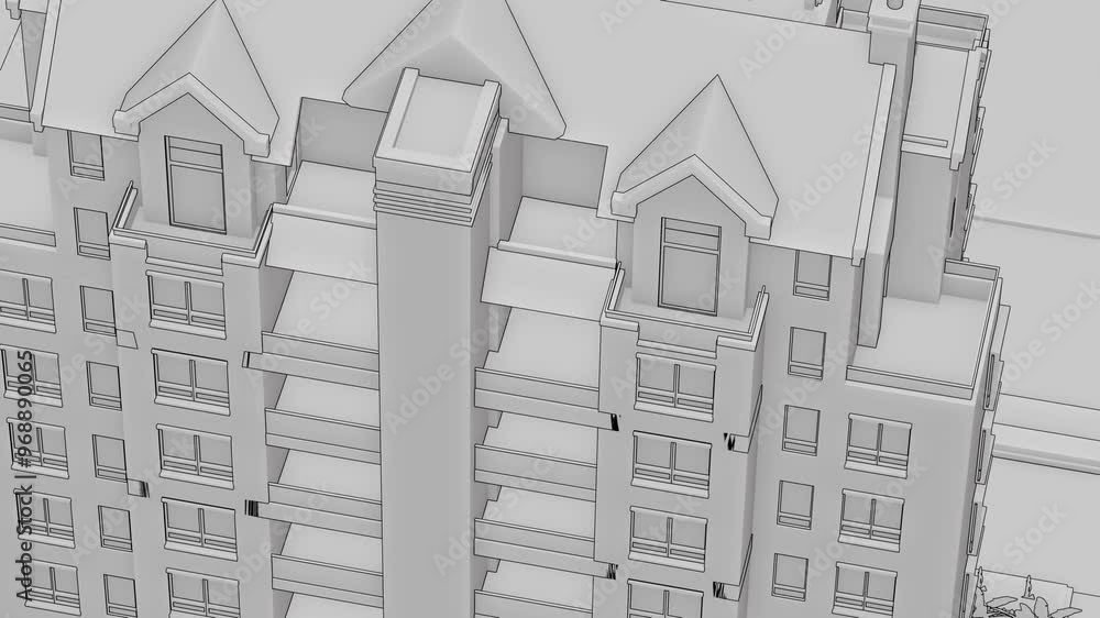3d Animation of a Generic Apartment Building, Seamless Looped Animation ...
