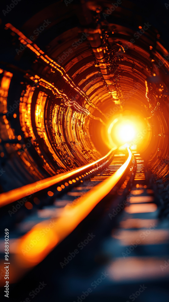Crosssection of an underground tunnel system with intricate mechanical ...