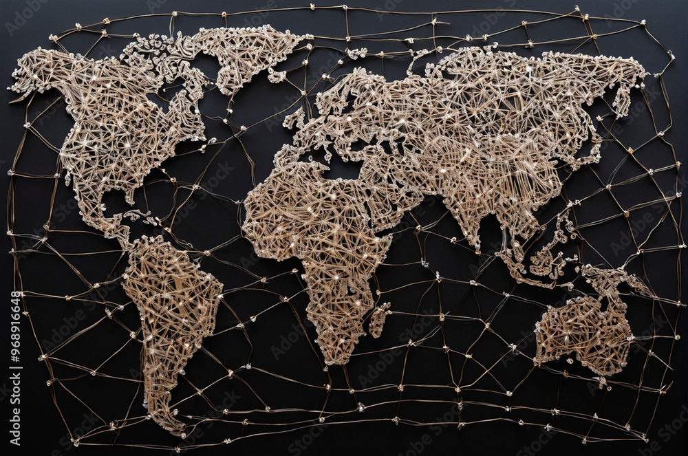 World maps made of wire. Generative AI Stock Illustration | Adobe Stock