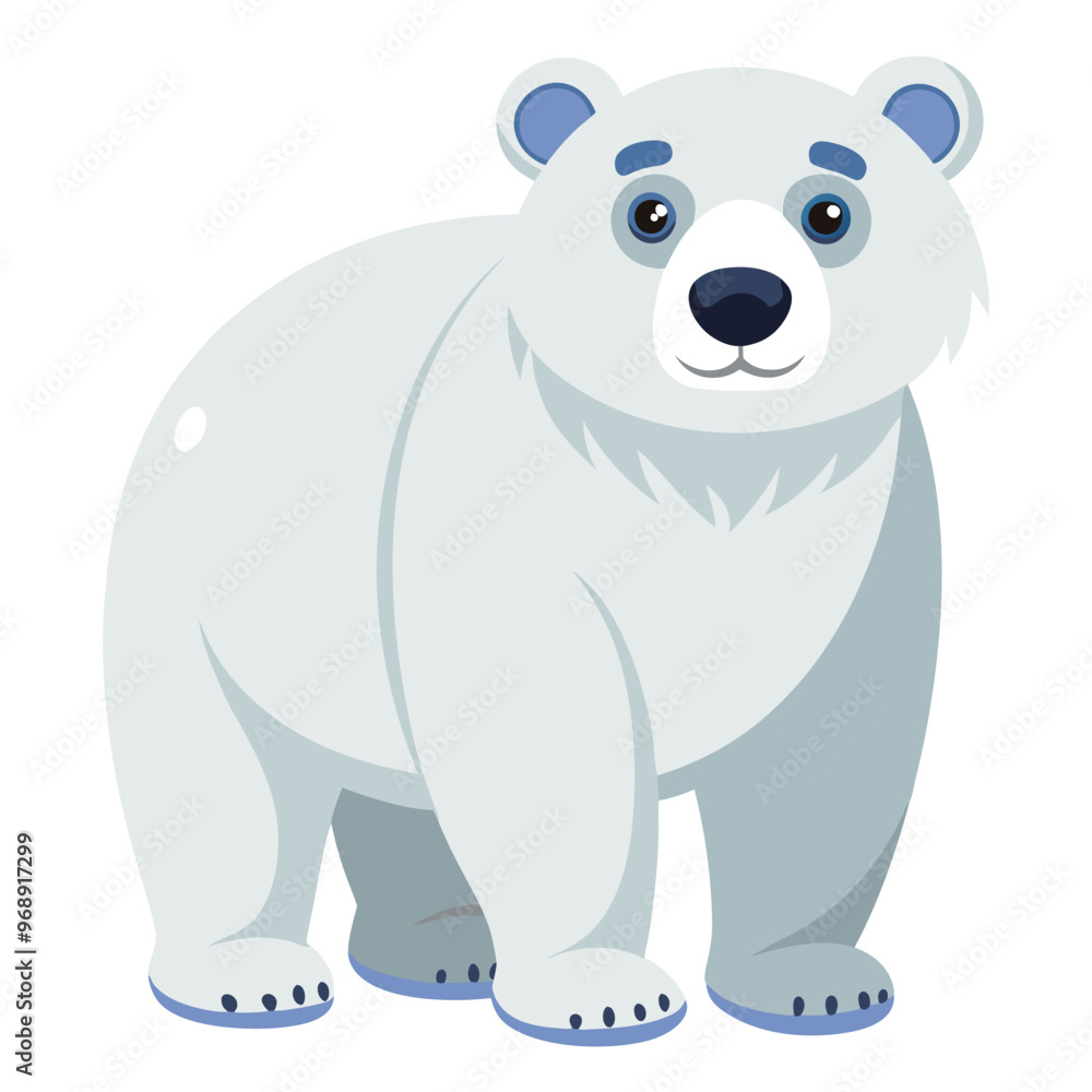 Print Polar Bear Clipart Vector Illustration of Arctic Wildlife with ...
