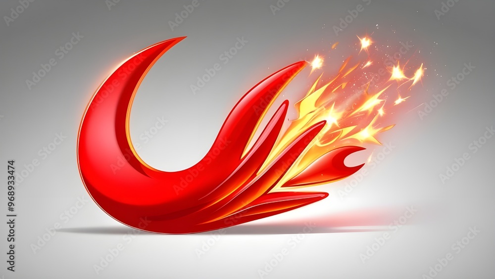 Fiery Red Flame Design with Bold Motion Effect, Representing Energy ...
