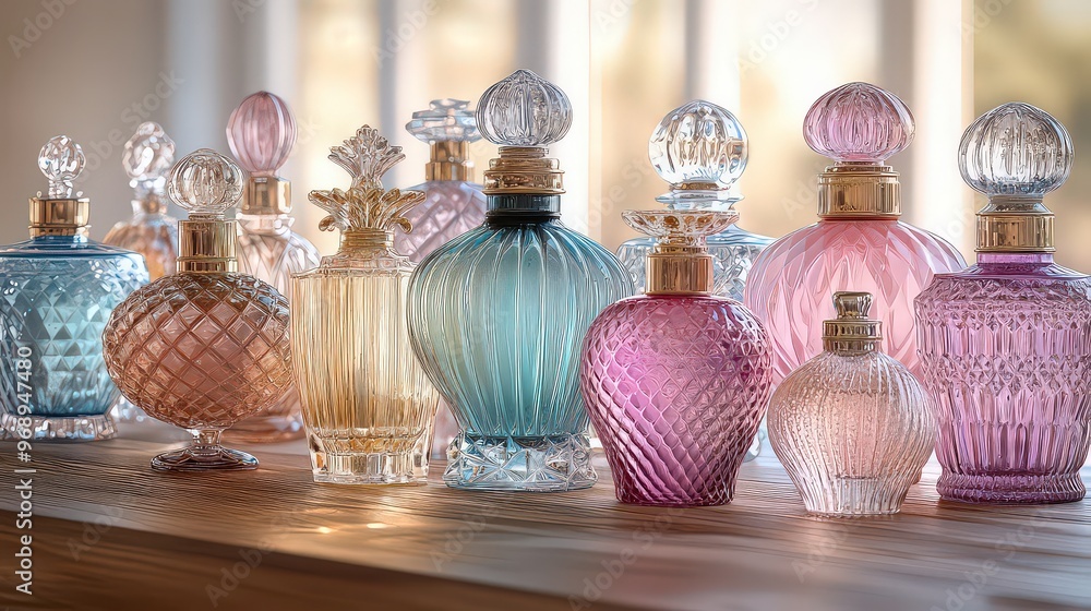 Stunning perfume bottle collection, featuring vintage glass designs and ...