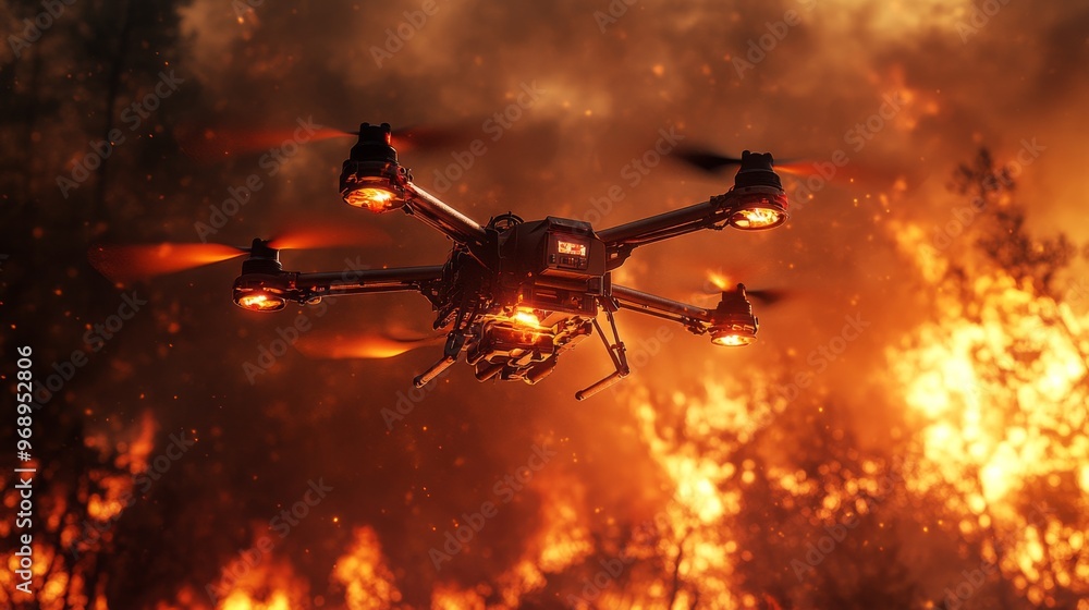 Autonomous AI-driven fire-fighting drones equipped with heat sensors ...