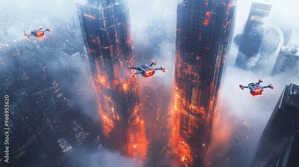 Autonomous AI-driven fire suppression systems in futuristic skyscrapers ...