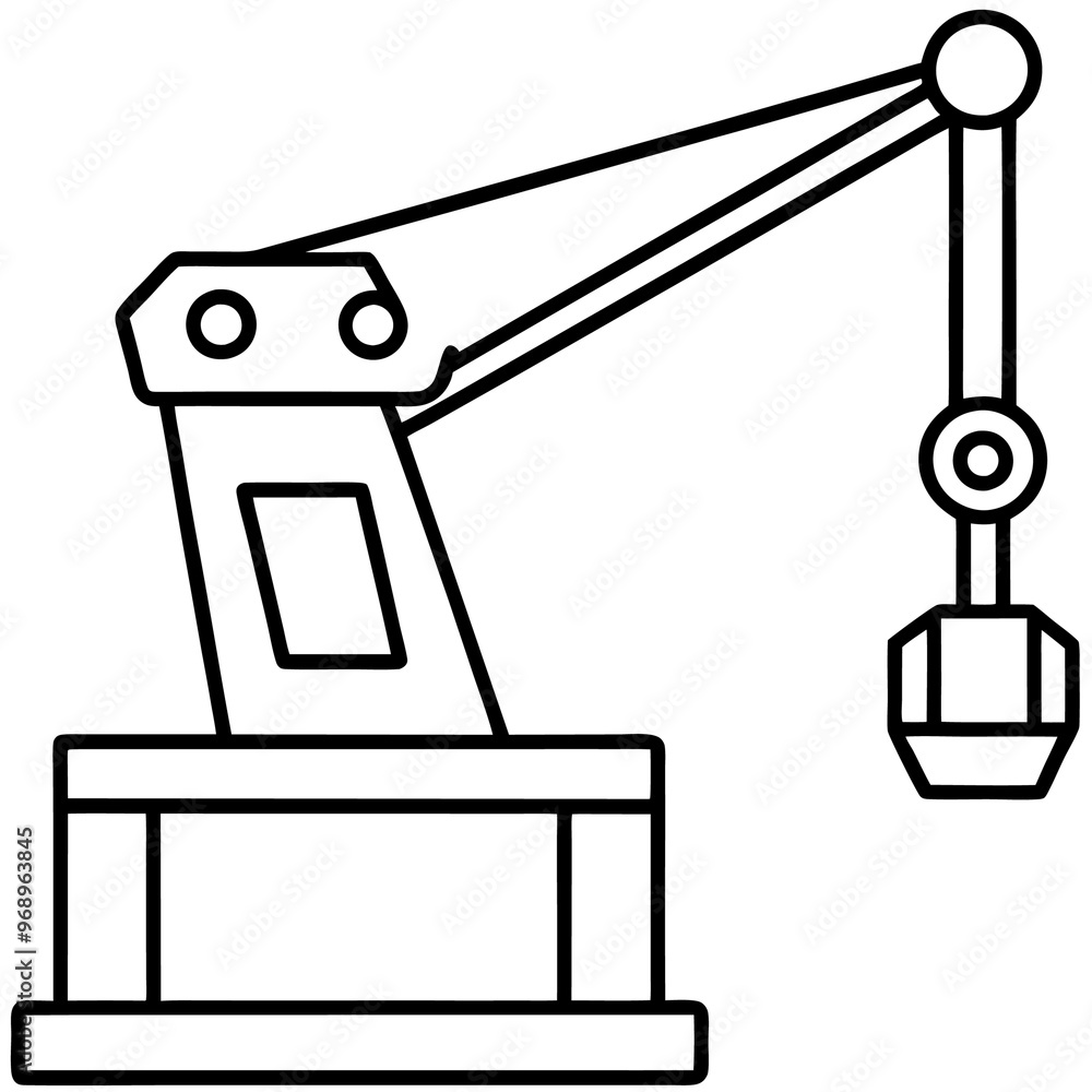 crane machine outline coloring book page line art drawing Stock Vector ...