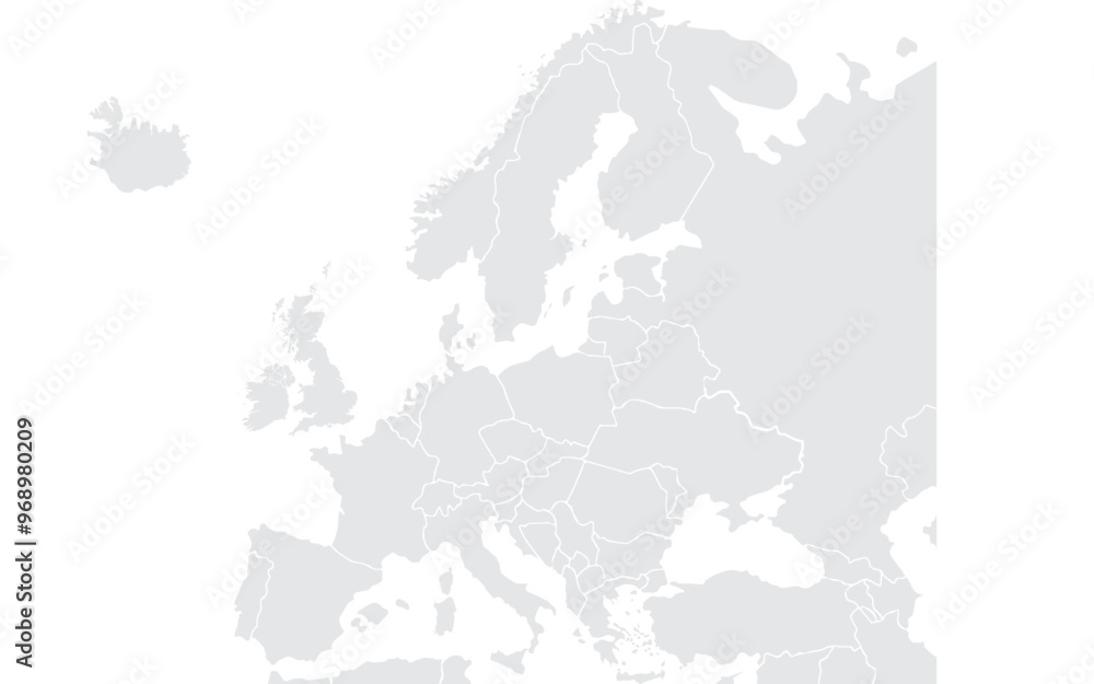 Illustration of a Colored map of Europe.Europe map on white background ...