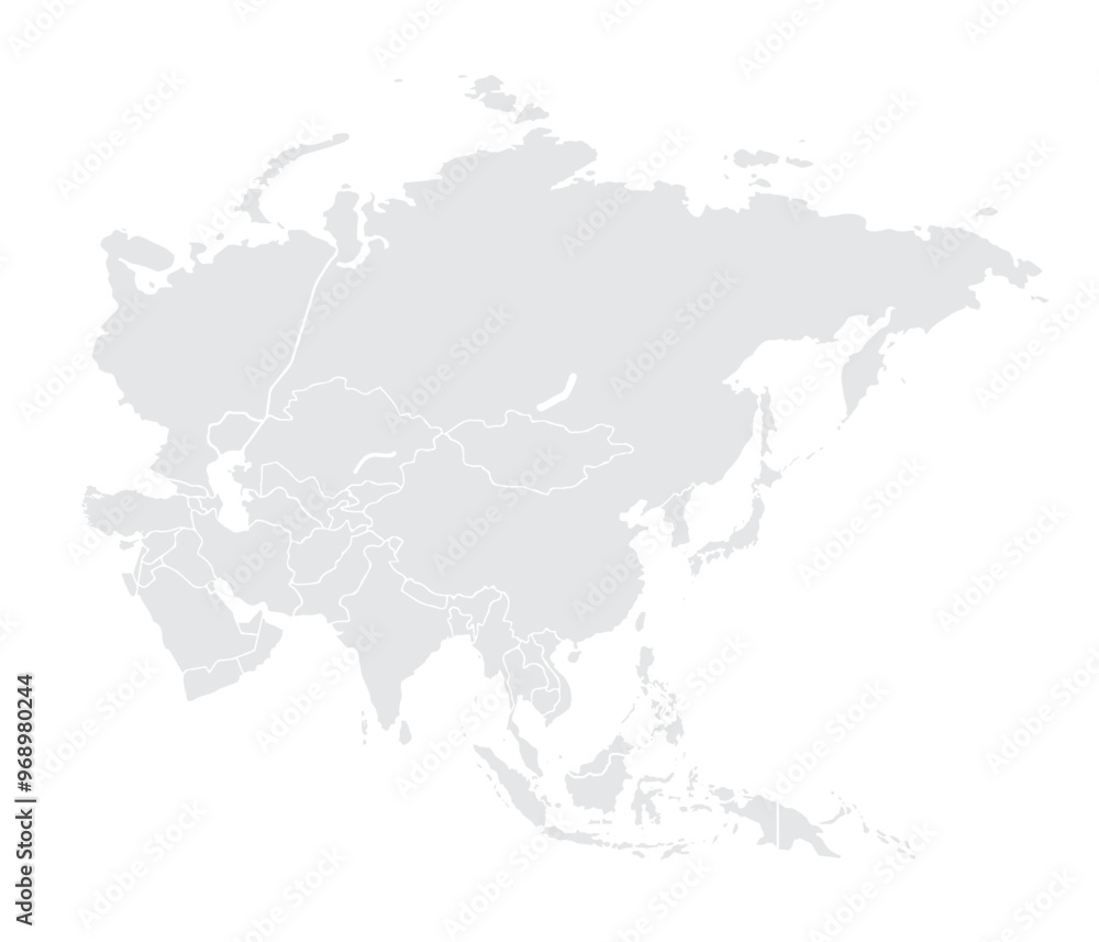 Illustration of a Colored map of Asia.Asia map on white background ...