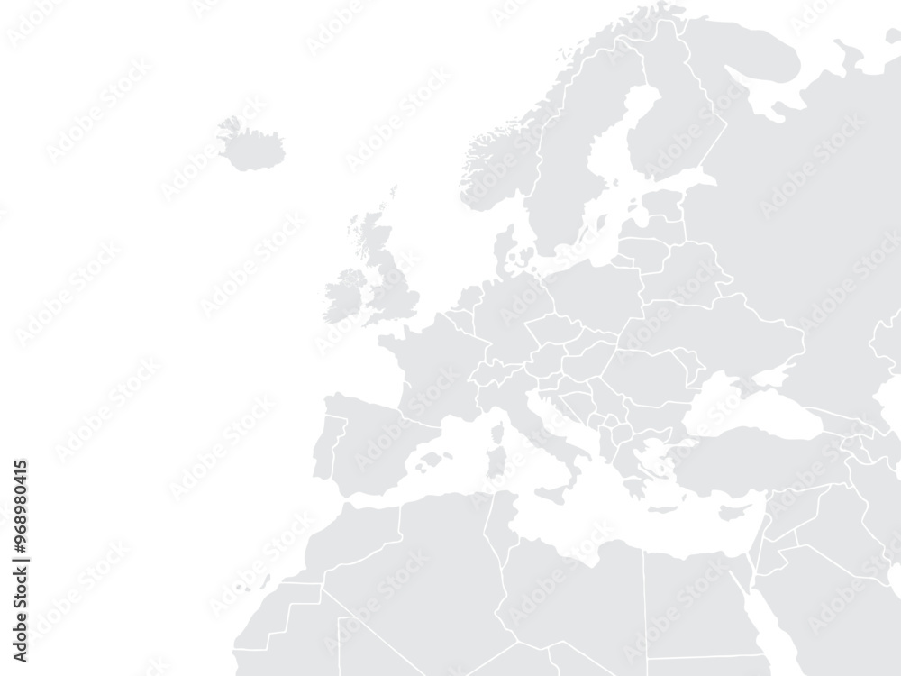 Illustration of a Colored map of Europe.Europe map on white background ...