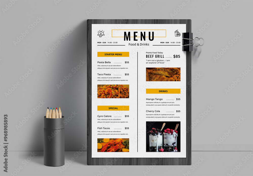 Food Menu Template Layout Stock Template | Adobe Stock