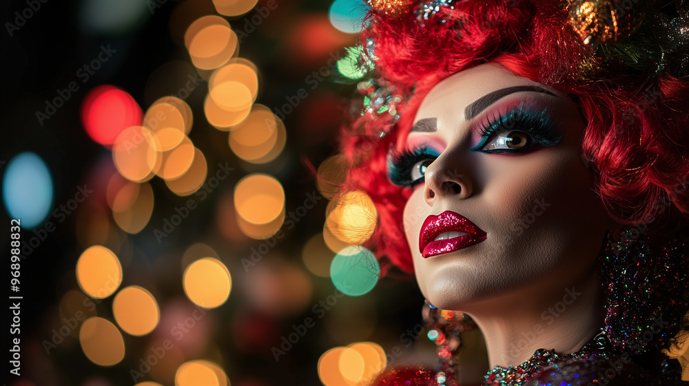 Professional style photo of super glamorous drag queen with a Christmas ...
