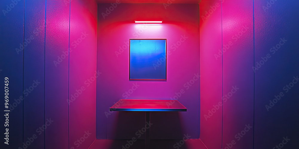 Interrogation Room: A dimly lit space, with a two-way mirror and a ...