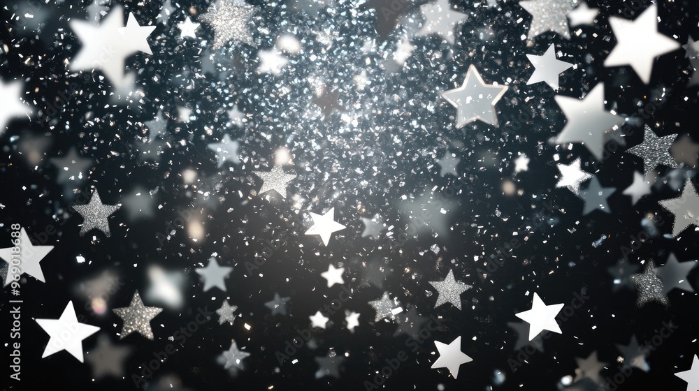 Silver confetti stars Falling glitter sparkles and dust 2D cartoon ...