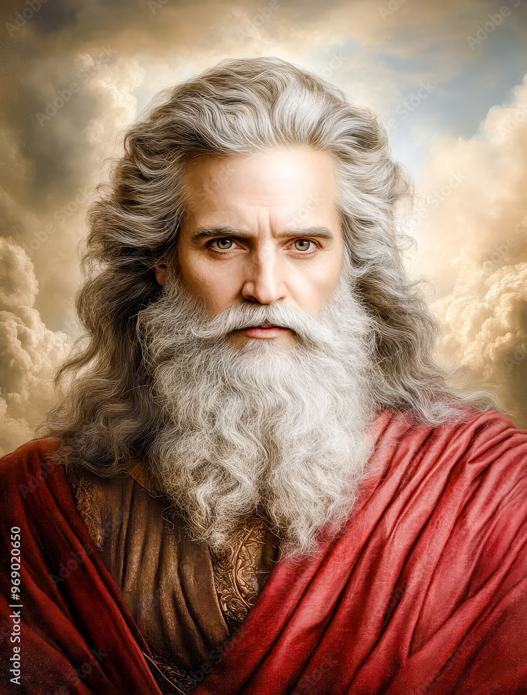 Zeus, the Mighty Greek God of Thunder in Majestic Pose Amidst the ...