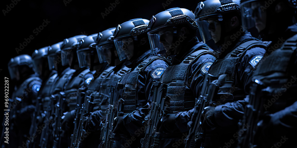 Thin Blue Line - A lineup of SWAT team members standing in formation ...