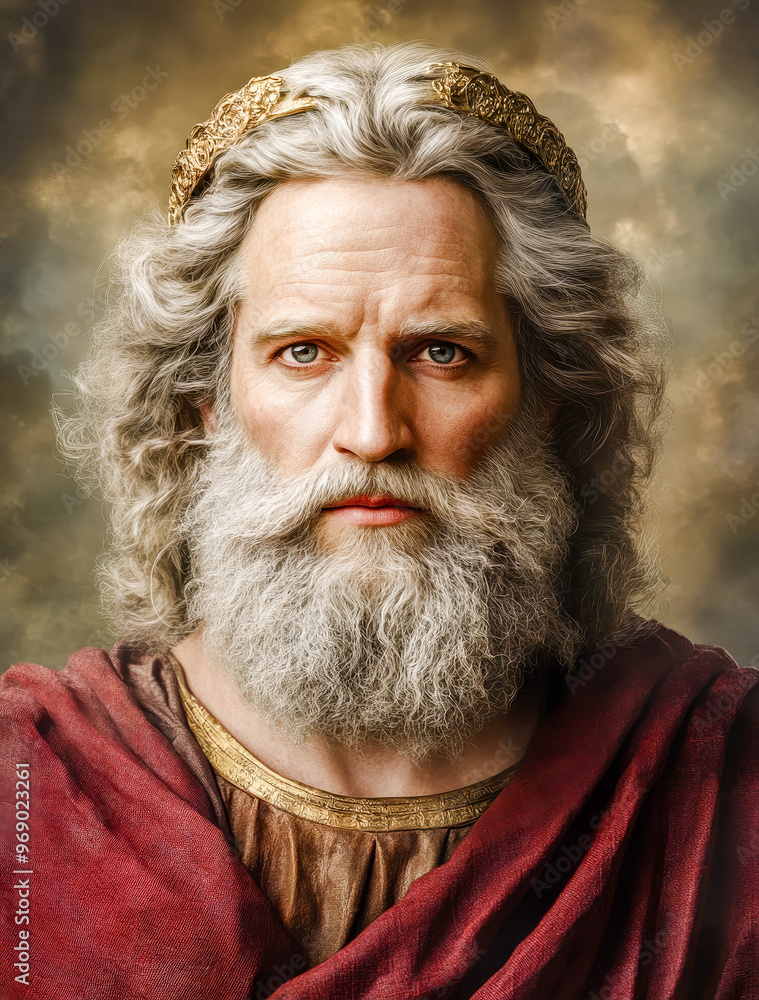 Zeus, the Mighty Greek God of Thunder in Majestic Pose Amidst the ...