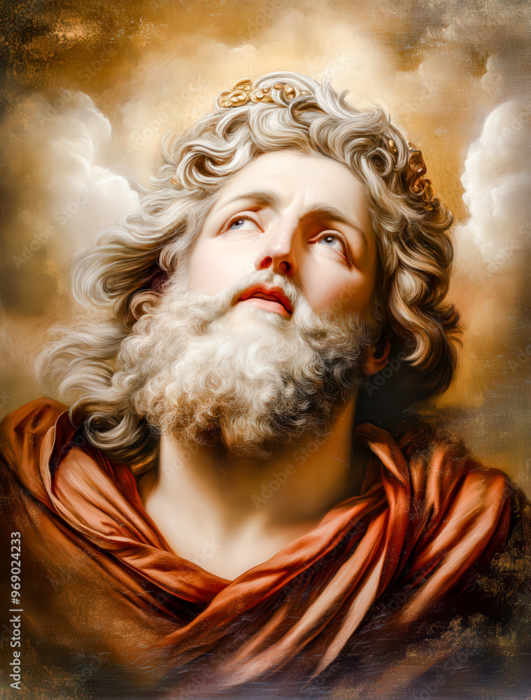 Zeus, the Mighty Greek God of Thunder in Majestic Pose Amidst the ...