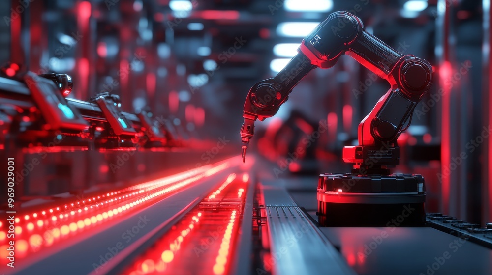 Autonomous AI-guided robotic arms manufacturing custom products on ...