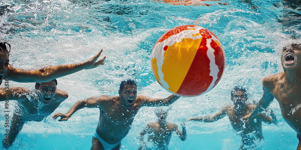 Desperate Dive: a group of swimmers flail in a pool, vying for ...