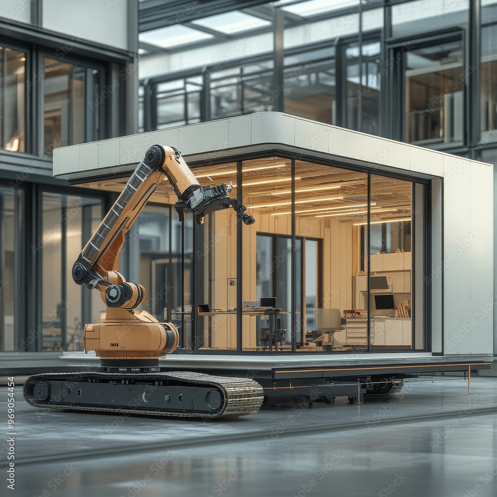 Autonomous AI-powered construction bots assembling modular homes in ... Autonomous AI-powered construction bots assembling modular homes in ...