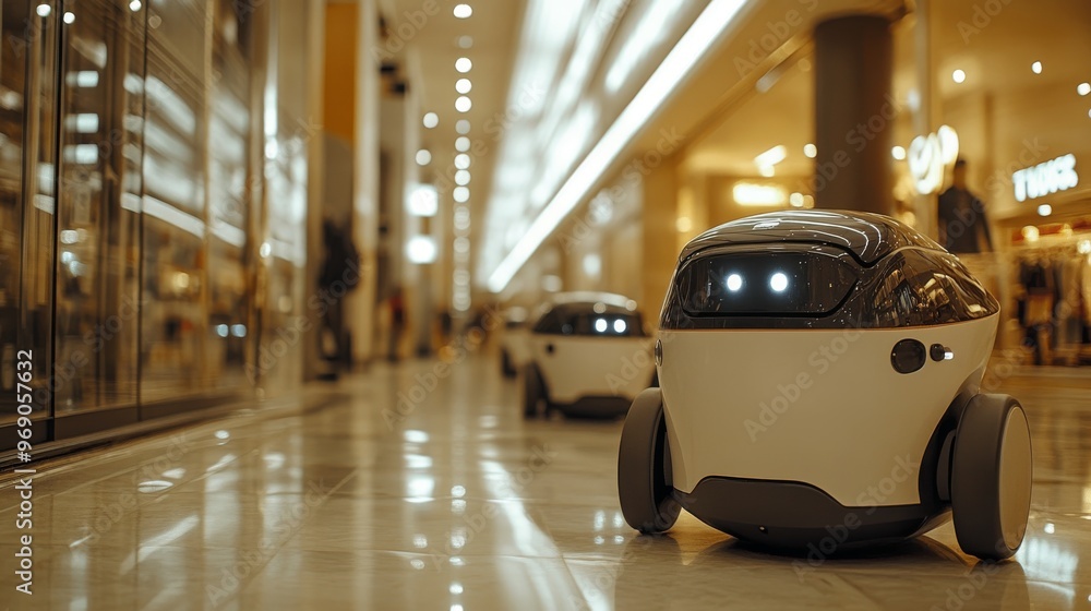 Autonomous AI-powered delivery bots navigating indoor shopping malls ...
