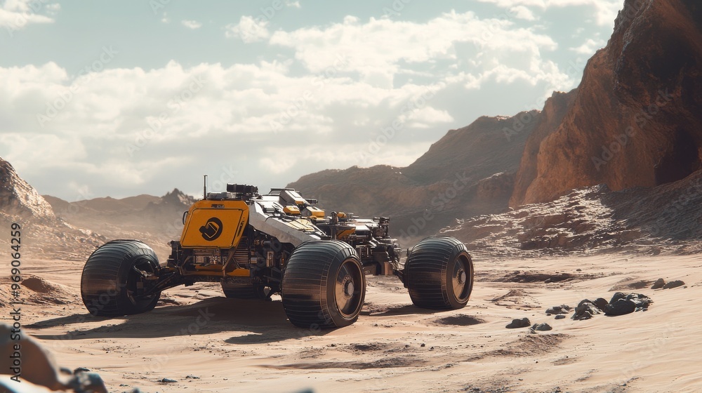Autonomous AI-powered exploration rovers analyzing Martian terrain for ...