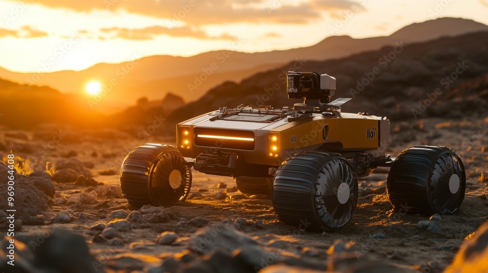 Autonomous AI-powered exploration rovers analyzing Martian terrain for ...