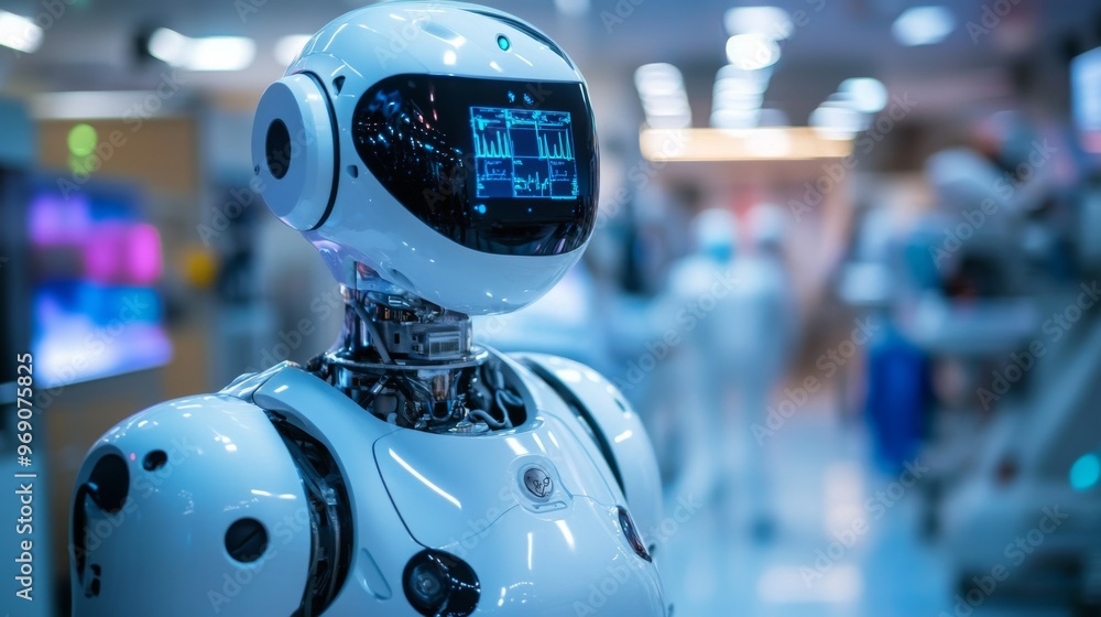 Autonomous AI-powered medical robots conducting remote diagnostic tests ...