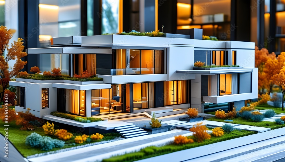 Innovative architectural model of a modern house with detailed ...